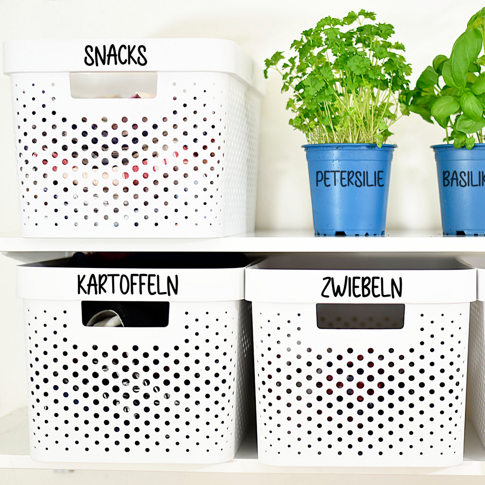 Sticker Set zum Organisieren von Aufbewahrungsboxen - Aufkleber Schrif ...